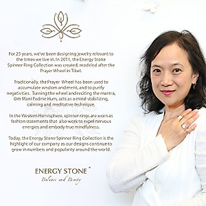 ENERGY STONE 925 Sterling Silver Meadow Meditation Spinner Ring for Women with Rounded Brass and Silver Spinners (Style US04) (6.5)