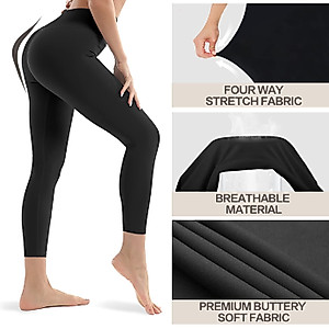 3 Pack Leggings for Women-No See-Through High Waisted Tummy Control Yoga Pants Workout Running Legging 01-Black