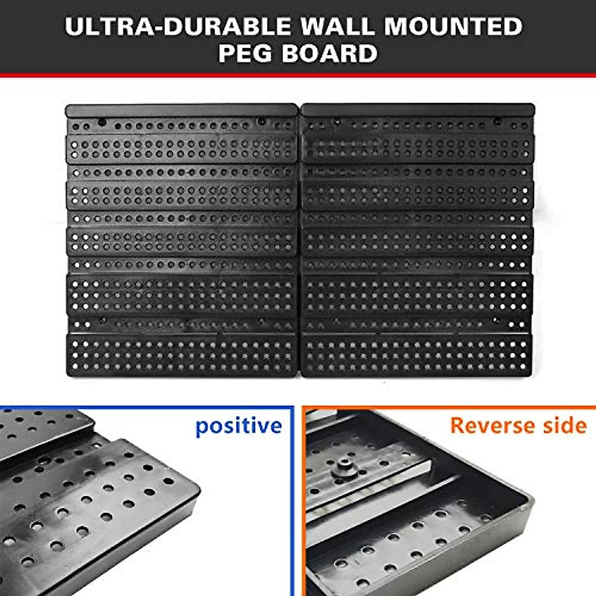 WISION Wall Mounted Storage Bins, 30 Wall Mount Tool Organizer Bins Parts Rack Container, Easy Access Compartments For Tools, Hardware, Crafts, Office Supplies And More, Blackred