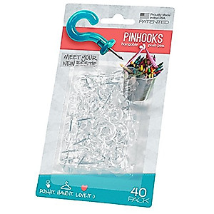 Pinhooks Push Pin Wall Hook - Klear Kindness (Transparent) - 40-Count