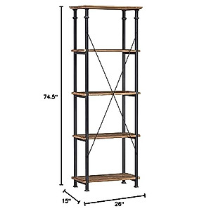 Homelegance Factory 4-Teir Bookcase, Rustic Brown