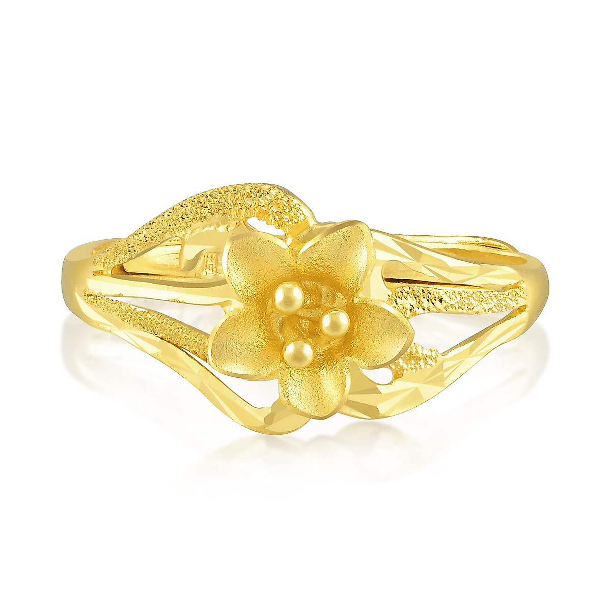 CHOW SANG SANG 999.9 24K Gold Price-by-Weight 3.36g Gold Floral Ring for Women and Wedding Occasion 48949R | Size: Adjustable