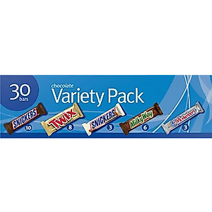 M&M Mars Chocolate Bar Variety Pack, 55 Ounce, 30 Count