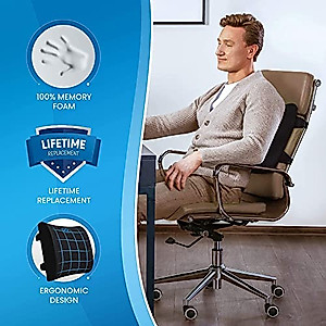 Everlasting Comfort Bundle - Office Chair Seat Cushion, Lumbar Support Pillow and Under Desk Foot Rest Under Desk