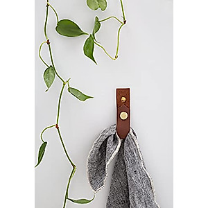 KEYAIIRA - Leather Hanger Strap with Snap that Opens & Closes - functional wall entryway organizer hook bathroom hand towel holder brass boho decor wall jewelry holder