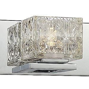 Home Decorators Collection 75-Watt Equivalent 3-Light Chrome Integrated LED Vanity Light with Clear Cube Glass
