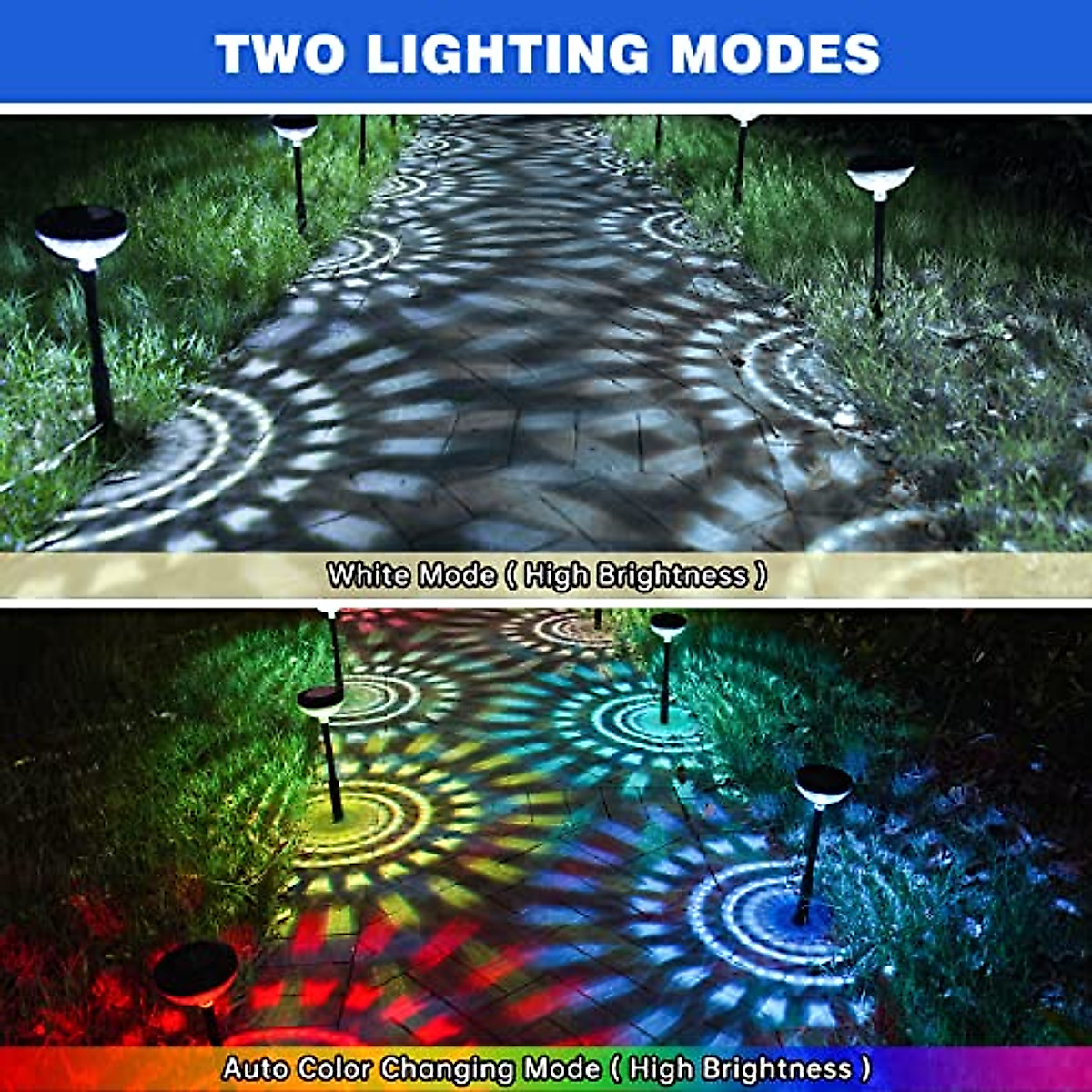 Solar Pathway Lights - NiHome Color Changing LED Solar Outdoor Lights Waterproof Super Bright Garden Lights Solar Powered - Landscape Lighting for Garden Patio Yard Decor - 6 Pack