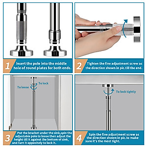Sanbege 2 Pcs Undermount Sink Brackets Adjustable, Stainless Steel Sink Support Legs, Drill Free Sink Installation and Repair Kit System for Kitchen, Bathroom (19.7"-31.5")