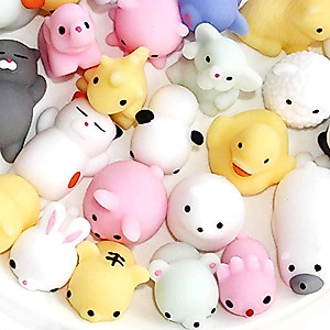 ROSYKIDZ 40pcs Mochi Squishy Toys Bulk, Kids Party Favors Squishies Stress Toys Pack Includes Unicorn and Animals Toy for Kids Boys Girls Class Prize Box Items, Desk Mini Toys for Classroom Rewards