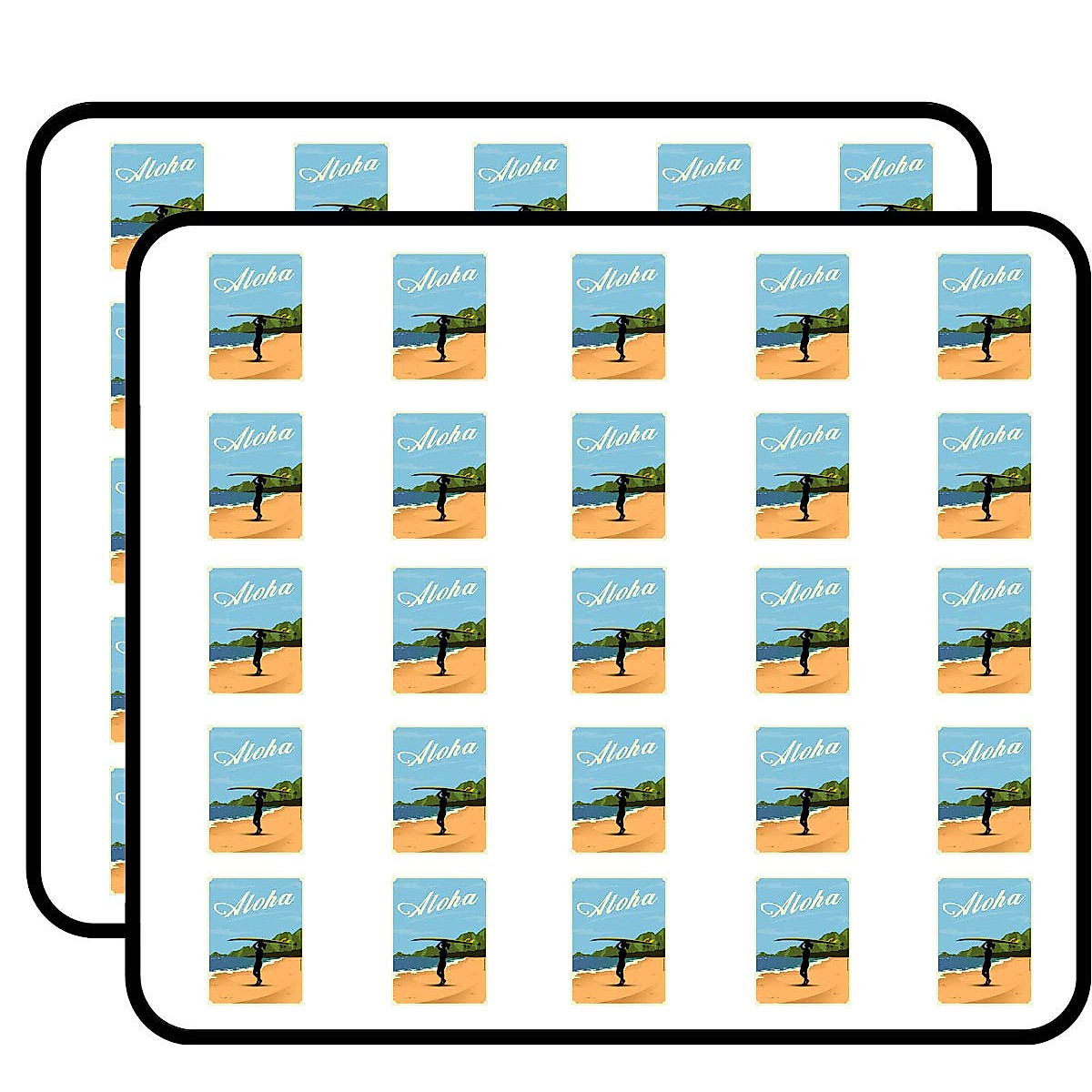 Vintage Art Aloha Surfer Girl (surf Hawaii Hawaiian Visit) Sticker for Scrapbooking, Calendars, Arts, Kids DIY Crafts, Album, Bullet Journals 50 Pack