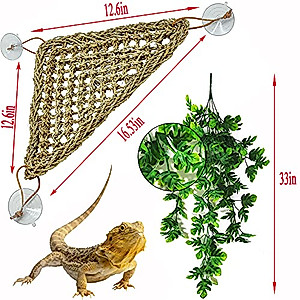 Hamiledyi Bearded Dragon Tank Accessories Lizard Hammock Adjustable Leash Bat Wings Reptile Plants Hanging Fake Vines Tank Habitat Decor for Climbing Chameleon Lizards Gecko Snakes