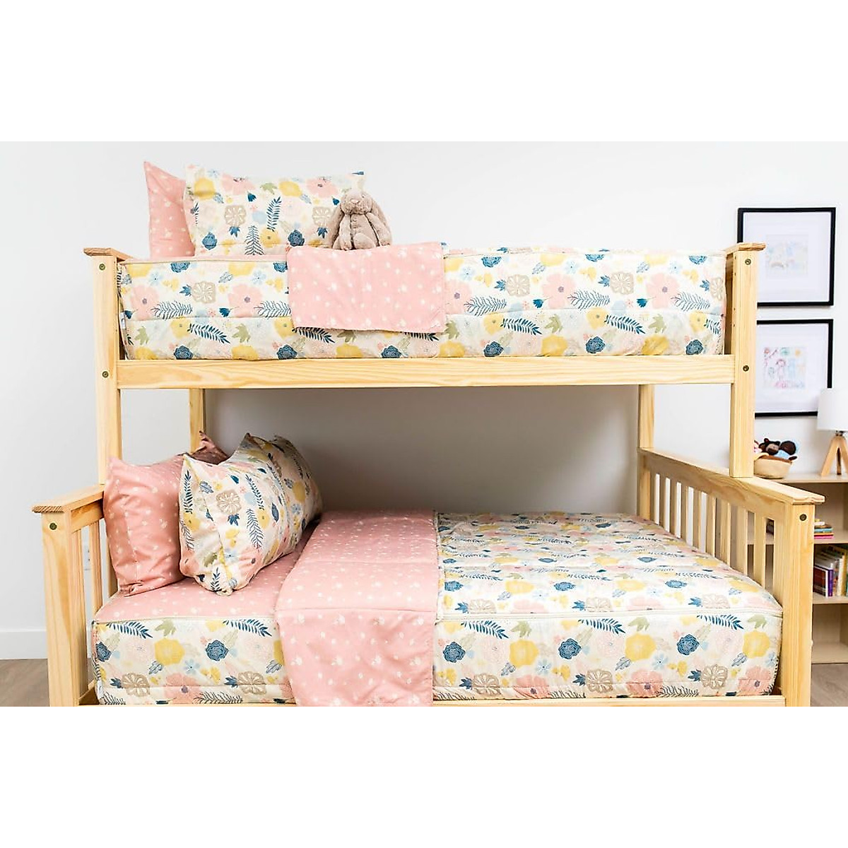 Beddy's Flower Blossoms Girls Durable Zipper Bedding, Bed in a Bag, Floral Sheets and Comforter, Easy to Make and Wash, Includes Pillowcase and Pillow Sham, Kids Zip Bedding, Super Soft All Season