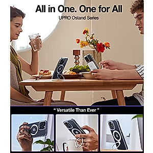 TORRAS 360° Rotatable Ring for iPhone 14 Pro Case [Compatible with Magsafe] with Stand, Magnetic Ring Mil-Grade Shockproof Translucent Back Slim 14 Pro Phone CaseOstand R, Mist Clear