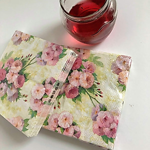 AVEVER | Decorative napkins for Decoupage | Blush Pink AVEVER | Disposable AVEVER | Shabby Chic AVEVER | Birthday AVEVER for Women Artist Teacher, white yellow pink purple green, 6.5 x 6.5 x 1 inches