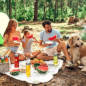 Moretoes 16oz Glass Juice Bottles, 6pcs Glass Bottles with Lids, Glass Water Bottles for Juicing, Glass Shaker Bottle with Stainless Steel Lids for Juices, Drinks, Smoothies