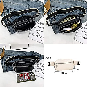 Fanny Packs for Women Fashion Waist Packs Pu Leather Belt Bag Slim Hip Bum bag for Travel Party Festival Walking (Belt Bag for Beige)
