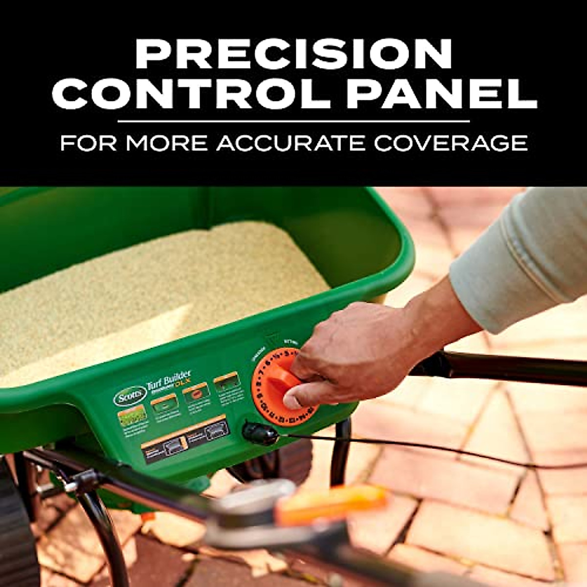 Scotts Turf Builder EdgeGuard DLX Broadcast Spreader - Holds Up to 15,000 sq. ft. of Lawn Product Green