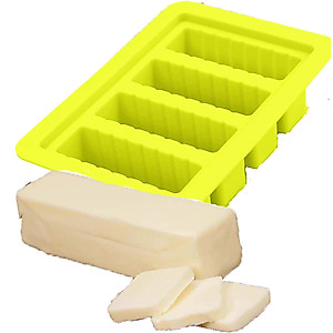 pizety butter molds Large 4 Cavities Silicone butter mold Pudding & Jello Shot Mold butter stick molds,Cheesecake, butter mold with lid Product Dimensions 7 x 5 x 2 butter mold stick (yellow)