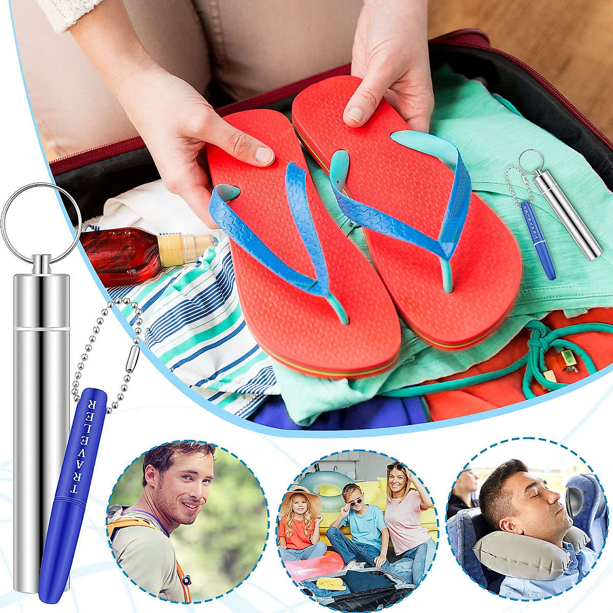 Honeydak 5 Pieces Dental Tools Travel Dental Pick Metal Tooth Scraper Professional Stainless Steel Teeth Cleaning Tools with Holder Case Portable Toothpick to Remove Plaque Toothpicks