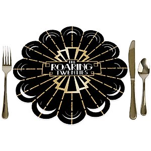 Big Dot of Happiness Roaring 20’s - 1920s Art Deco Jazz Party Round Table Decorations - Paper Chargers - Place Setting for 12