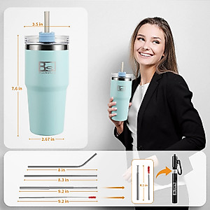 Buckshee 20oz Travel Coffee Mug for hot and cold,Insulated Tumbler with Lid and Straw-Scratch Set,Double Walled Vacuum Bottle & Iced Tea -Cup Keeps Cold and Hot