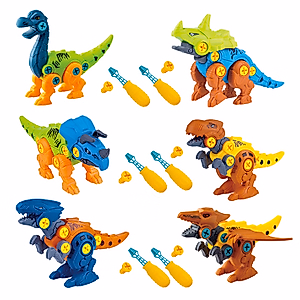 Kidtastic 6 Pack DIY Dinosaur Toys for kids 3-6, STEM Learning Dinosaurs PlaySet for Toddlers, Sensory Learning Play for Autism, Fun Outdoor Educational Gift