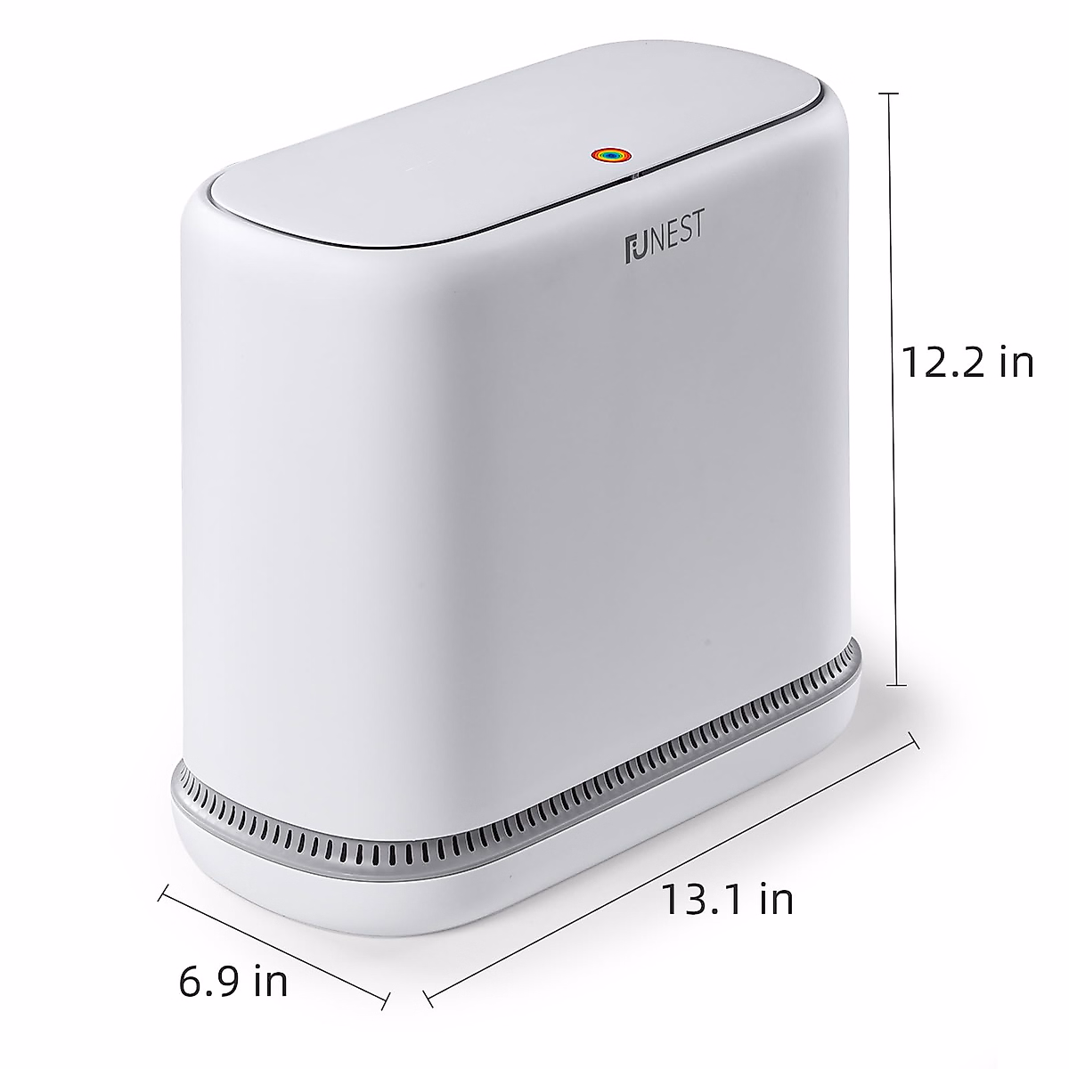 funest Bathroom Trash Can, 3 Gallon Slim Trash Can with Lid, Adsorption Garbage Can with Press-Top Lid, White Narrow Plastic Trash Bin for Bathroom, Office, Bedroom, Living Room