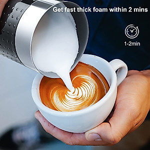 Huogary Electric Milk Frother and Steamer - 4 In 1 Automatic Milk Steamer,300ml/10.1oz Hot& Cold Foam Maker and Milk Warmer For Latte,Cappuccinos,Macchiato,Silent Working,Black,120V