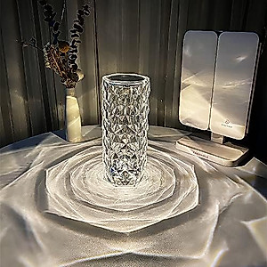 BGFHome Crystal Table Lamp RGB Color Changing Night Light ，Romantic LED Rose Diamond Touch Lamps for Living Room Housewarming Gift ( Remote & Touch
