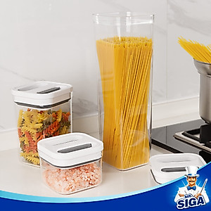 MR.SIGA 2 Pack Airtight Food Storage Container Set, BPA Free Kitchen Pantry Organization Canisters, One-handed Airtight Cereal Spaghetti Storage Containers, 2.1 L / 72oz, White