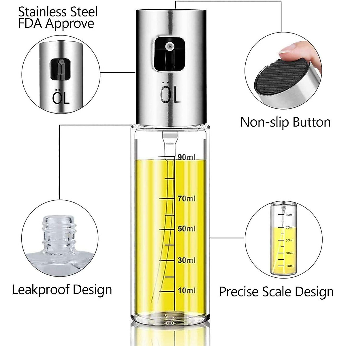 Oil Sprayer for Cooking, Olive Oil Spray Bottle for Kitchen 100ml Glass Olive Oil Sprayer Mister Oil Vinegar Spritzer Sprayer Glass Bottles for Cooking/Salad/Barbecue