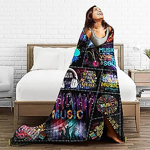 Music Gifts Blanket, Music Note Blanket, Gifts for Music Lover Music Decor Blankets, Soft Flannel Music Blanket for Couch Bed, Music Gifts for Men Women 60"X 50"
