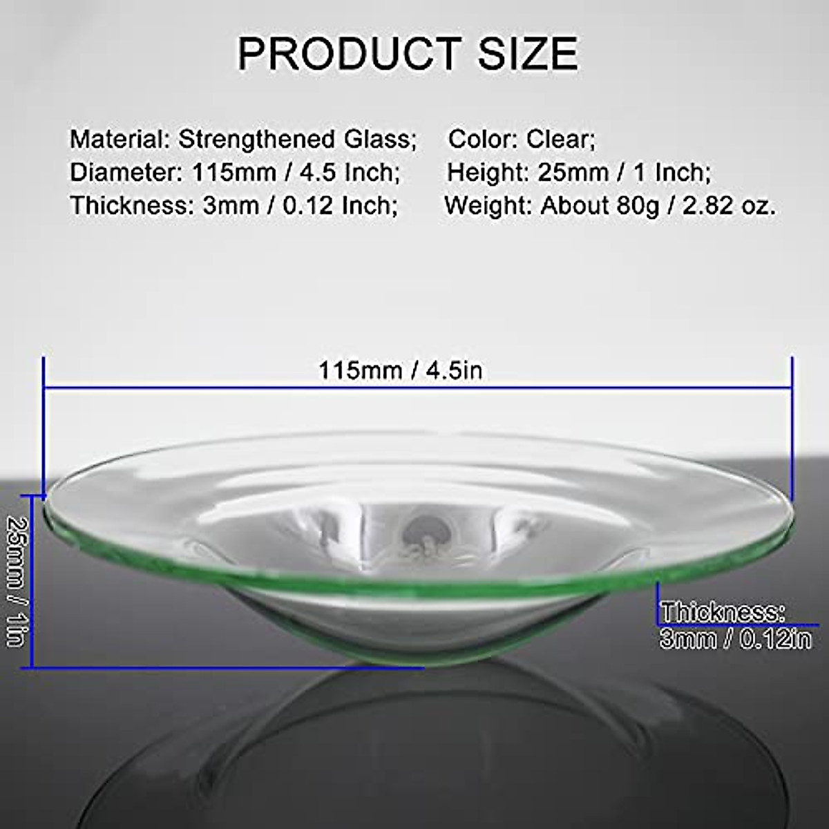 LYMGS 4.5" Replacement Oil Warmer Dish, 115mm Wax Melt Warmer Liner Round Glass Dish, Candle Warmer Bowl Plate Wax Tray for Scented Wax Aroma Therapy Lamp, 1 Pack