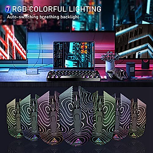 SOLAKAKA SM10 RGB Wireless Gaming Mouse with Tri-Modes (BT5.0+BT5.0+2.4GHZ),Rechargeable Wireless Mouse for Laptop/PC/Windows/Mac,Black