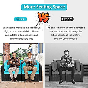 Kinsunny Peach Tree 7 PCs Outdoor Patio Furniture Sets PE Rattan Wicker Sofa Sectional Furniture Set with 2 Pillows and Tea Table