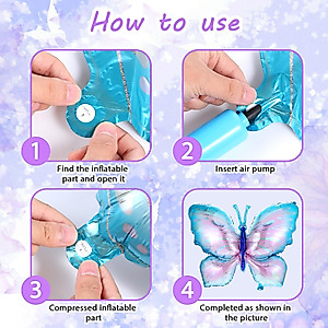 Butterfly Birthday Decorations, 6Pcs 40Inch Large Beautiful Butterfly Foil Mylar Balloons Butterfly Themed Birthday Party Decors for Girls, Baby Shower Decorations (Pink/Blue/Purple)