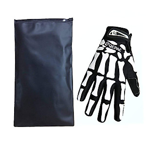 QEPAE® Unisex Breathable Cycling Full Finger Gloves Non-Slip Auto Racing Gloves for Biking Running Sporting Weightlifting Hunting Training - Skeleton Pattern - XL