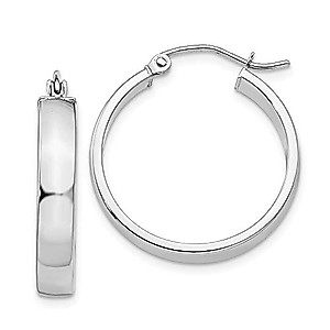 14K White Gold Round Hoop Earrings