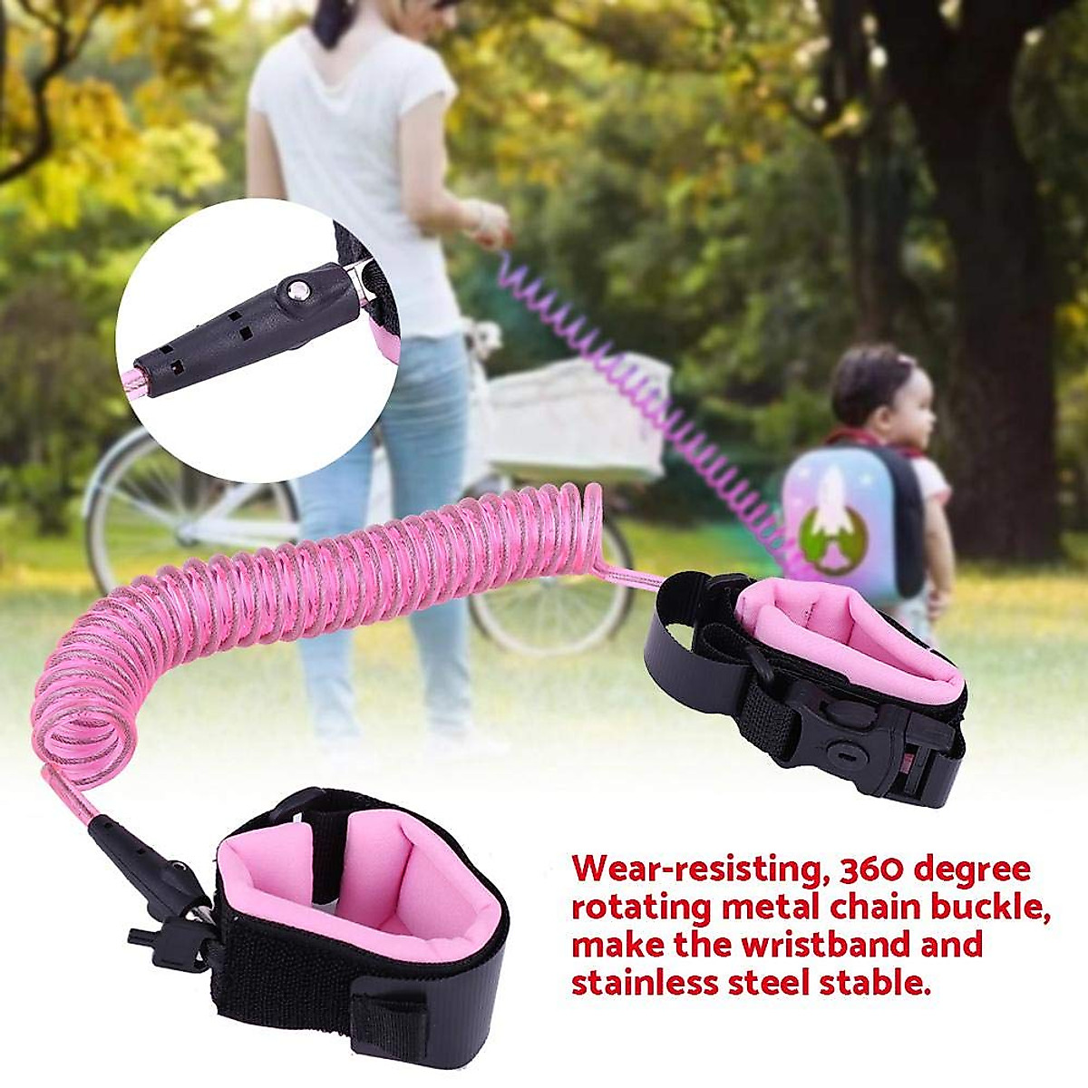 Anti Lost Wrist Link Safety Wrist Leash Loop Wristband Walking Harness with Safety Key Lock for Toddlers Kids Baby 2.5M(),Baby Bottle Holder, Universal Bag and Other Accessories