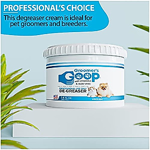 Groomer's GOOP Pet De-Greaser with Vitamin E and Aloe Vera - Degreaser Cream for Dogs, Puppy, Cat, and Kitten - Oil and Stain Remover for Pets Fur and Coat - 14oz (Pack of 1)