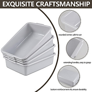 Doryh 4-Pack 8 L Small Commercial Bus Tub, Grey Dish Pans for Washing Dishes
