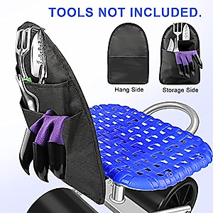 i COVER Garden Cart Rolling Stool with Wheels and Tool Bag, Stable Workseat Sturdy Cart Adjustable Seat Height and Direction, Gardening Helper, Silver