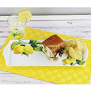 Calypso Basics Melamine Sandwich/Tidbit Tray, White, Lemon, Green, Small (6419)