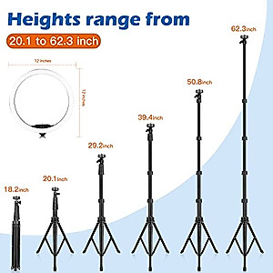 Aureday 12'' Selfie Ring Light with 62'' Tripod Stand and Phone Holder, LED Lighting with Phone Stand for Video Recording, Compatible with Cell Phones and Cameras