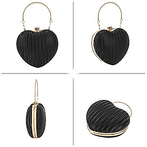 Goclothod Heart Shape Purse PU Leather Tote Chain Shoulder Bag Party Clutch Handbags