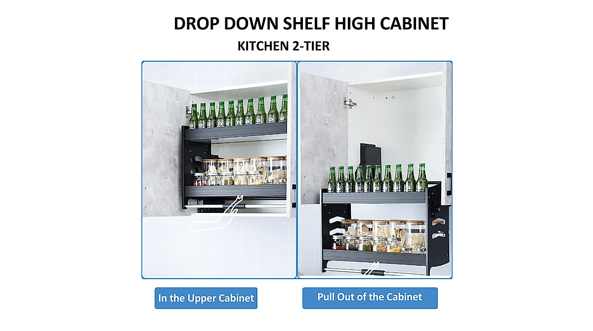 LOYALHEARTDY Pull Down Shelf - 22.2 Inch Adjustable Storage