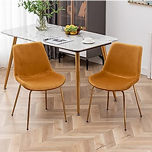Roundhill Furniture Aufurr Velvet Dining Chairs, Set of 2, Gold
