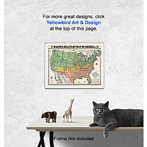 Civil War Memorabilia - The Civil War - American Civil War Poster - 8x10 Southern States Confederacy Vintage Map Replica - The Confederate Secession - Americana - American US Map - Historic Wall Art