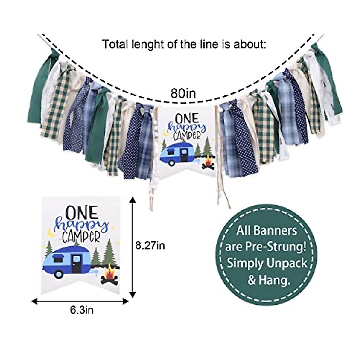 One Happy Camper Banner For Partyprops - Camping High Chair Banner, Wild One Banner, Woodland Banner, Lumberjack Banner