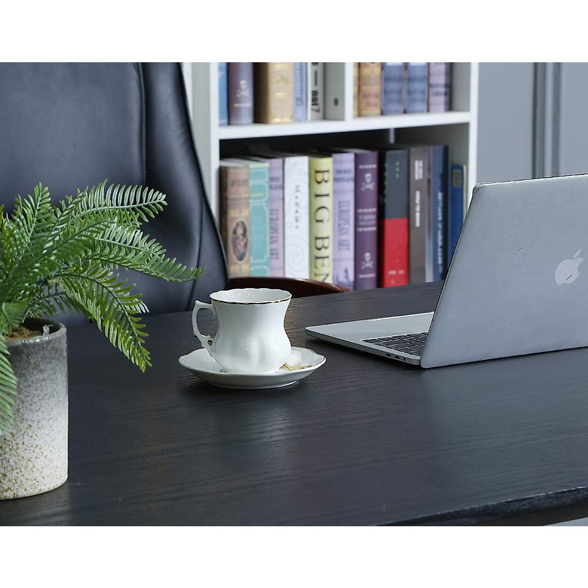 GuangYang Porcelain Tea Cups and Suacers,7ounces,Set of 4, White Cappucinuo coffee Cup with Saucer in Gift Box (Total 8 pieces)…